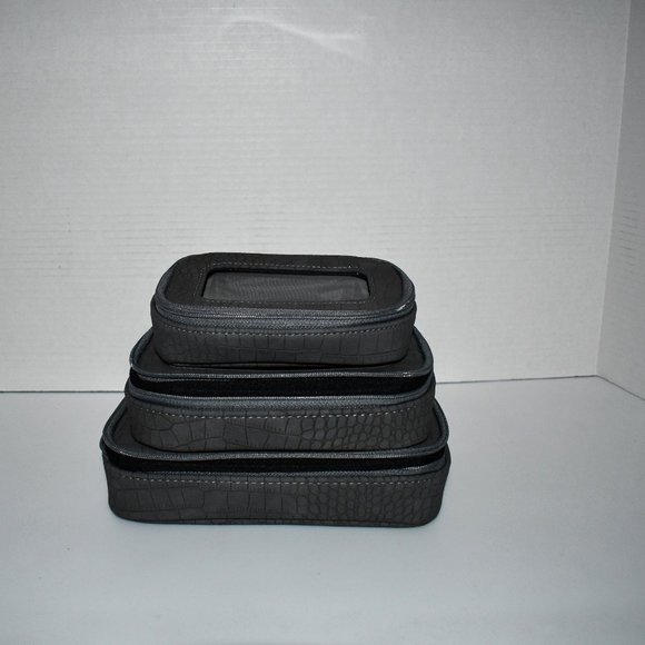 thirty-one | Bags | Thirty One Clear Case Trio Set In Grey Crocodile ...